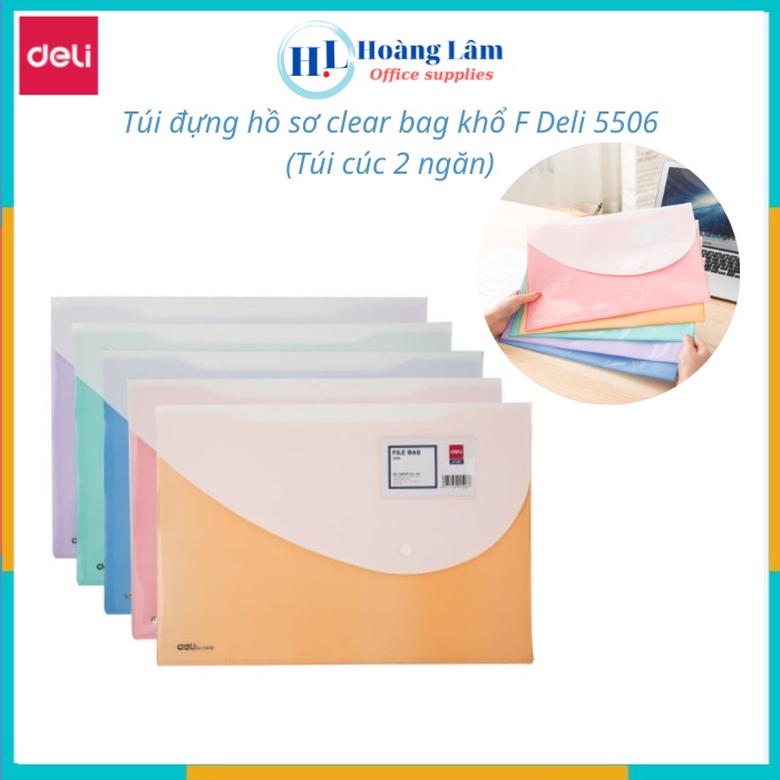 Túi cúc đựng hồ sơ Deli clear bag khổ F 2 ngăn loại đẹp dày, bìa nút ...