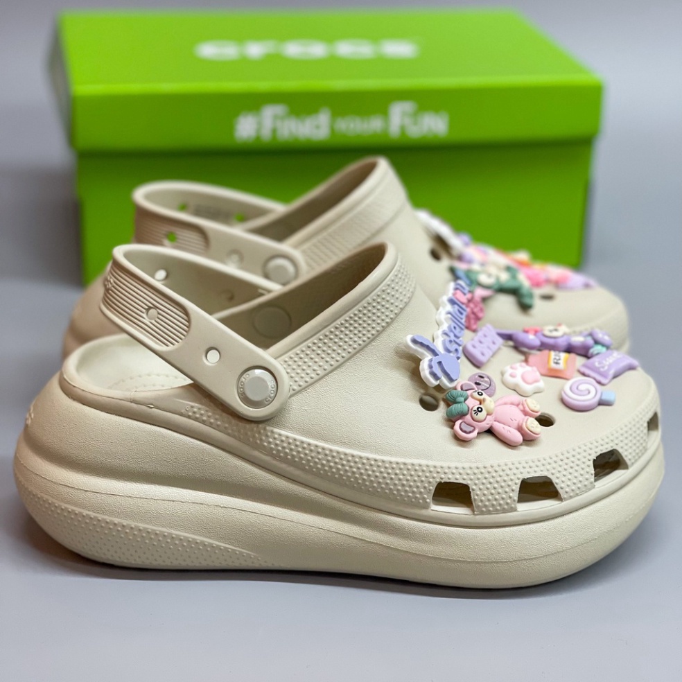 Dép cross nữ đế cao sục bánh mì 6cm crocs chính hãng đế xuồng, quai hậu ...