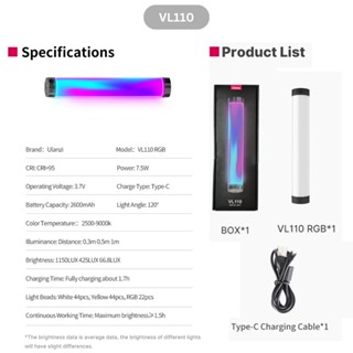 ULANZI VL110 RGB / VL119 RGB (2500K-9000K) - Đèn Ống Từ Tính Đổi Màu ...