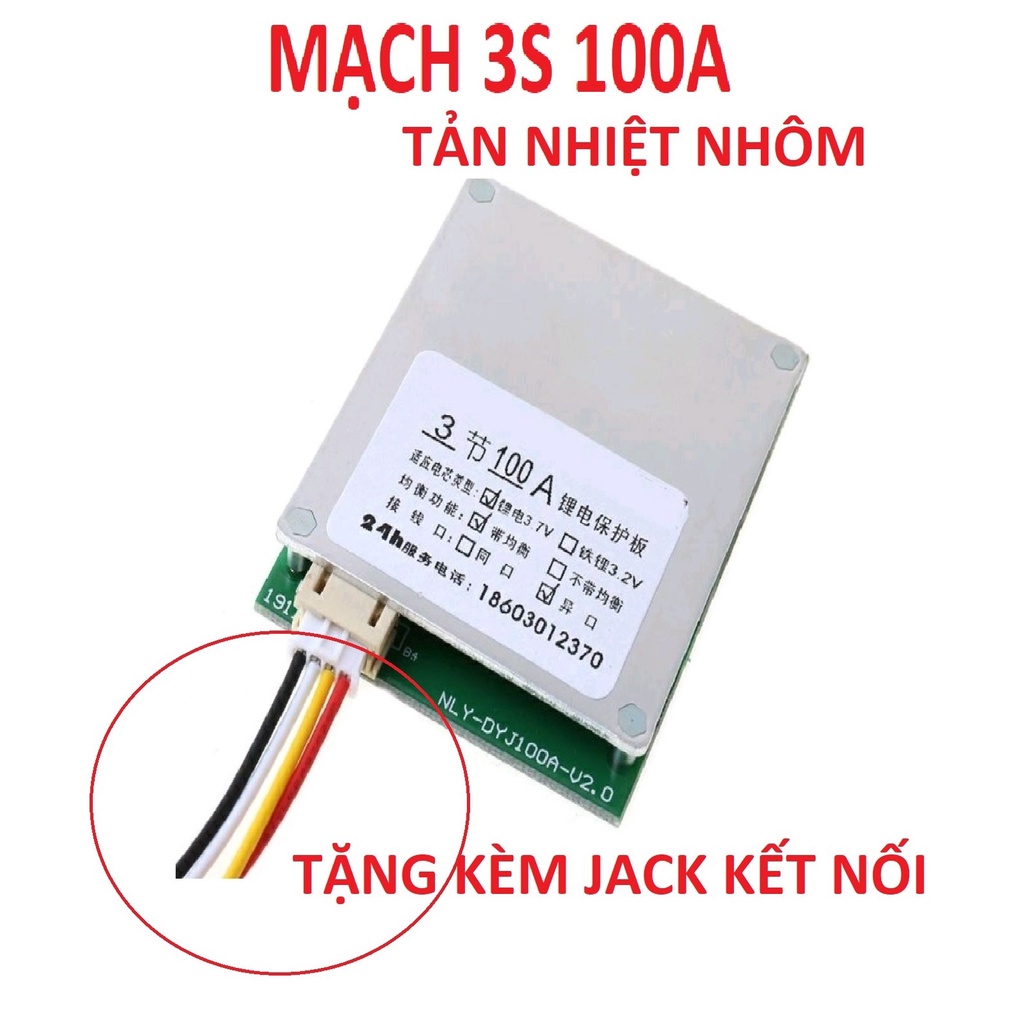 Mạch bảo vệ pin 3S 12V 100A Công suất lớn, tản nhiệt nhôm. Bảo vệ sạc ...