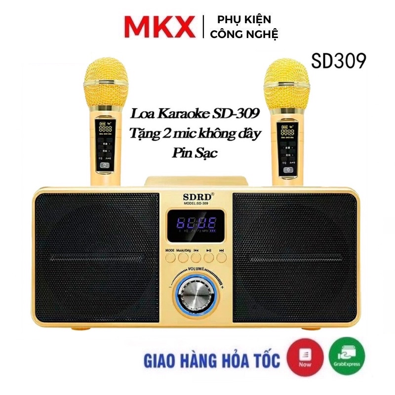 Loa Bluetooth Mini Karaoke SDRD SD-309 - Bản Cao Cấp Chất Lượng, Kèm 2 ...