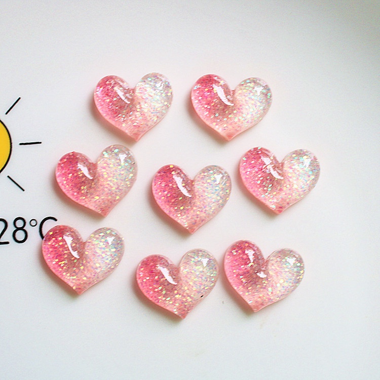 Sticker jibbitz trái tim nhũ trong suốt màu hồng anh đào gắn dép sục ...