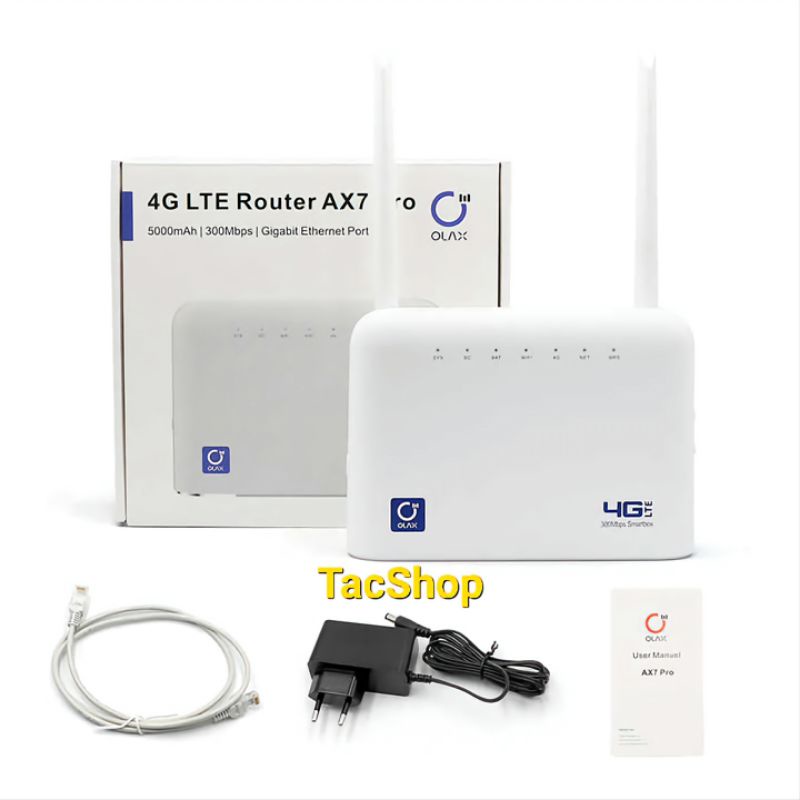 Bộ Phát Wifi 4G LTE Olax AX7 Pro sử dụng điện trực tiếp + Pin 5000mAh đi kèm, hỗ trợ 4 cổng LAN ...