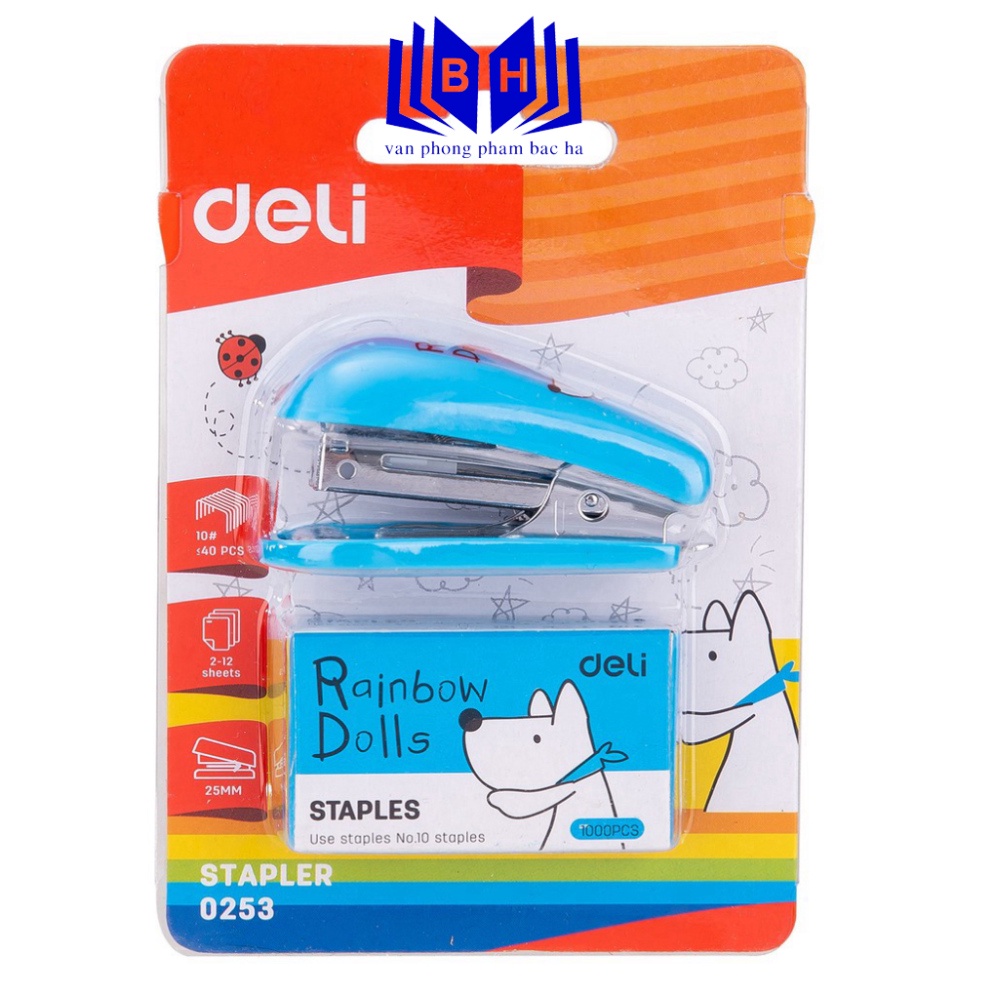 Dập ghim/ Bấm ghim mini Deli kèm hộp ghim tiện lợi E0253 ( 0253 ) ( màu ...