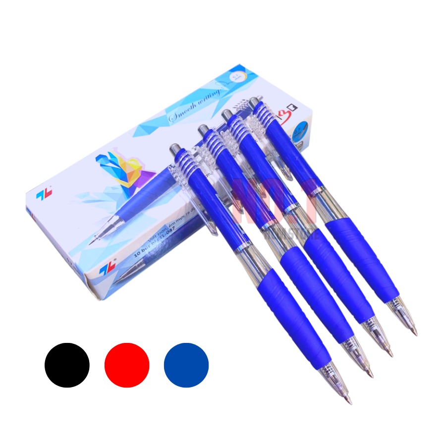 Hộp 10 cây bút viết bi ngòi 0.7mm Thiên Long TL047 ( Xanh, đỏ, đen ...