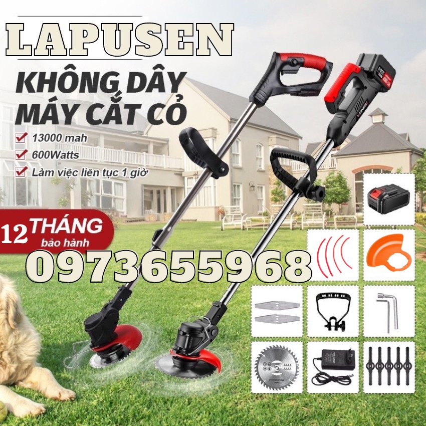 máy cắt cỏ pin lapusen 199v , máy cắt cỏ cầm tay mẫu mới sử dụng ốp kim ...