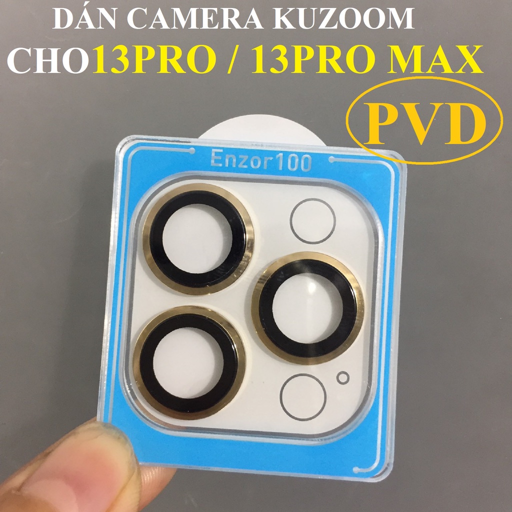 [ iP 13 Pro ; 13 Pro Max ] Cụm cường lực dán camera Kuzoom bản PVD chia ...