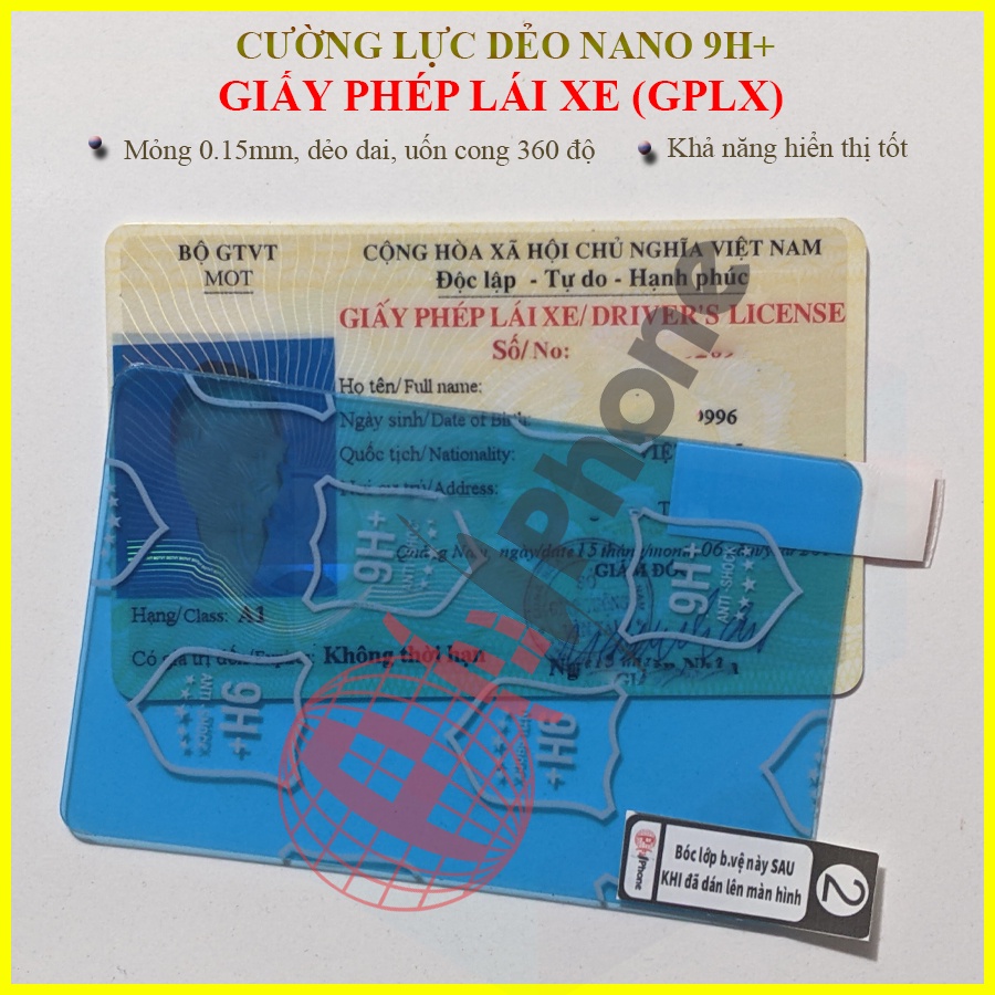 Dán cường lực trong suốt bảo vệ giấy phép lái xe, tăng độ cứng cho GPLX ...