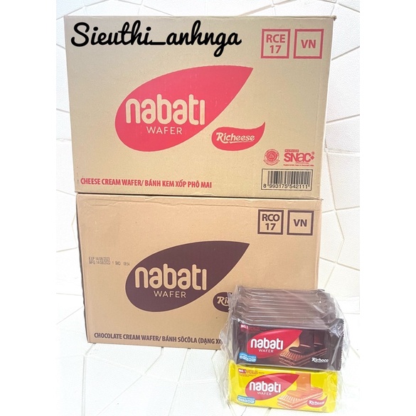 1 thùng bánh Nabati Phô Mai/Socola Bịch 10 Gói x 17g ( thùng 12 bịch ...