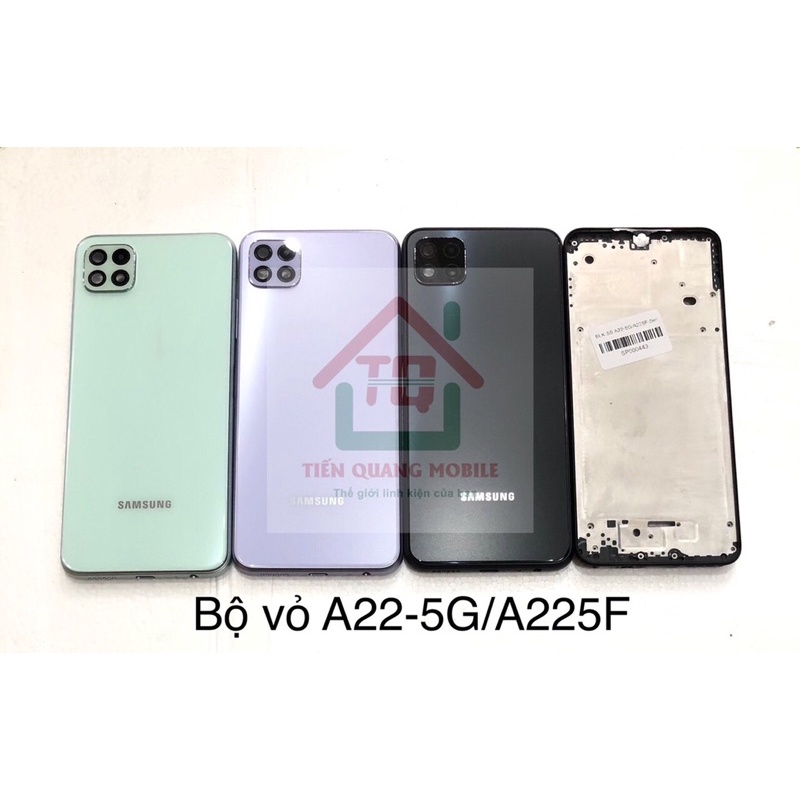 Bộ vỏ Samsung A22-5G xịn (gồm lưng, xương, sườn, kính cam, nút bấm, khe ...