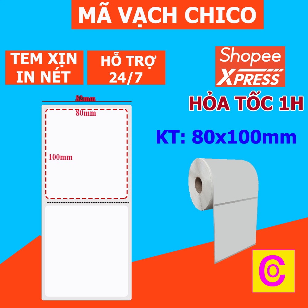 Giấy In Nhiệt 80x100 mm - Tem Vận Chuyển 8x10 cm giấy in vận tem vận ...