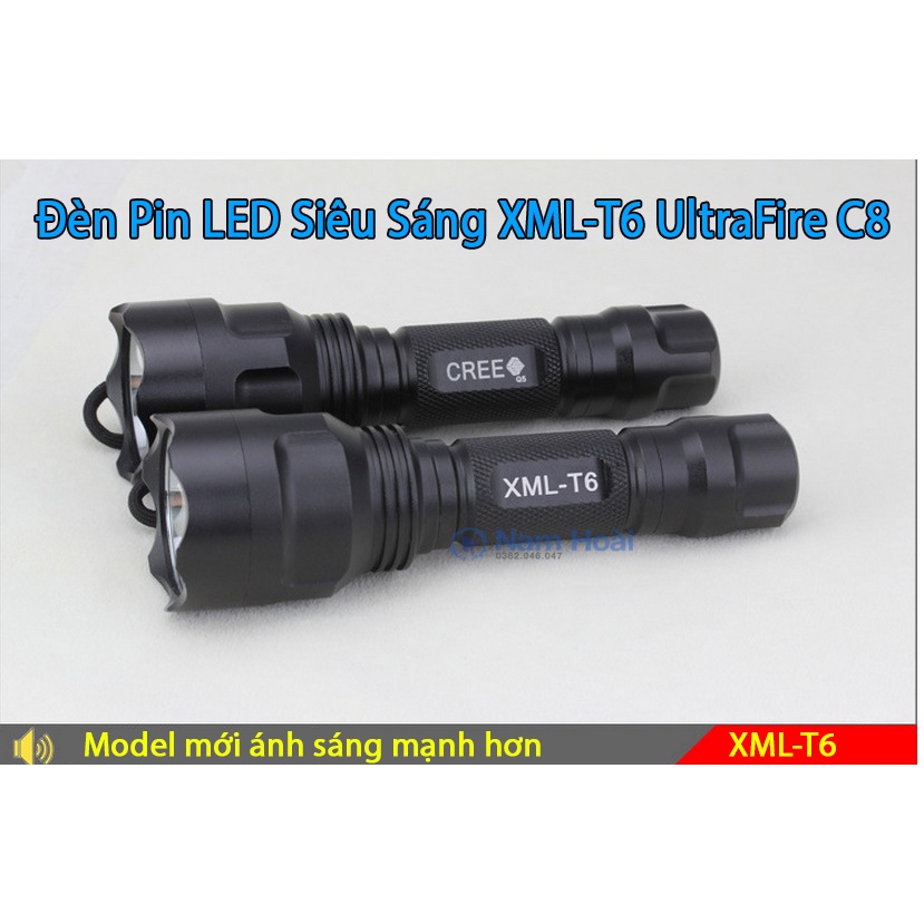 Đèn pin LED siêu sáng UltraFire C8 / XML-T6 chống nước cao cấp đầy đủ phụ kiện | Shopee Việt Nam