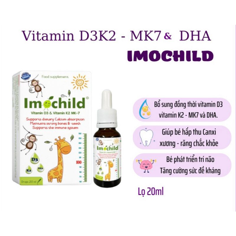 Siro tăng sức đề kháng Imochild /D3K2/ZinC/Ca Lunik/Sắt Feron/DHA/Kẽm ...