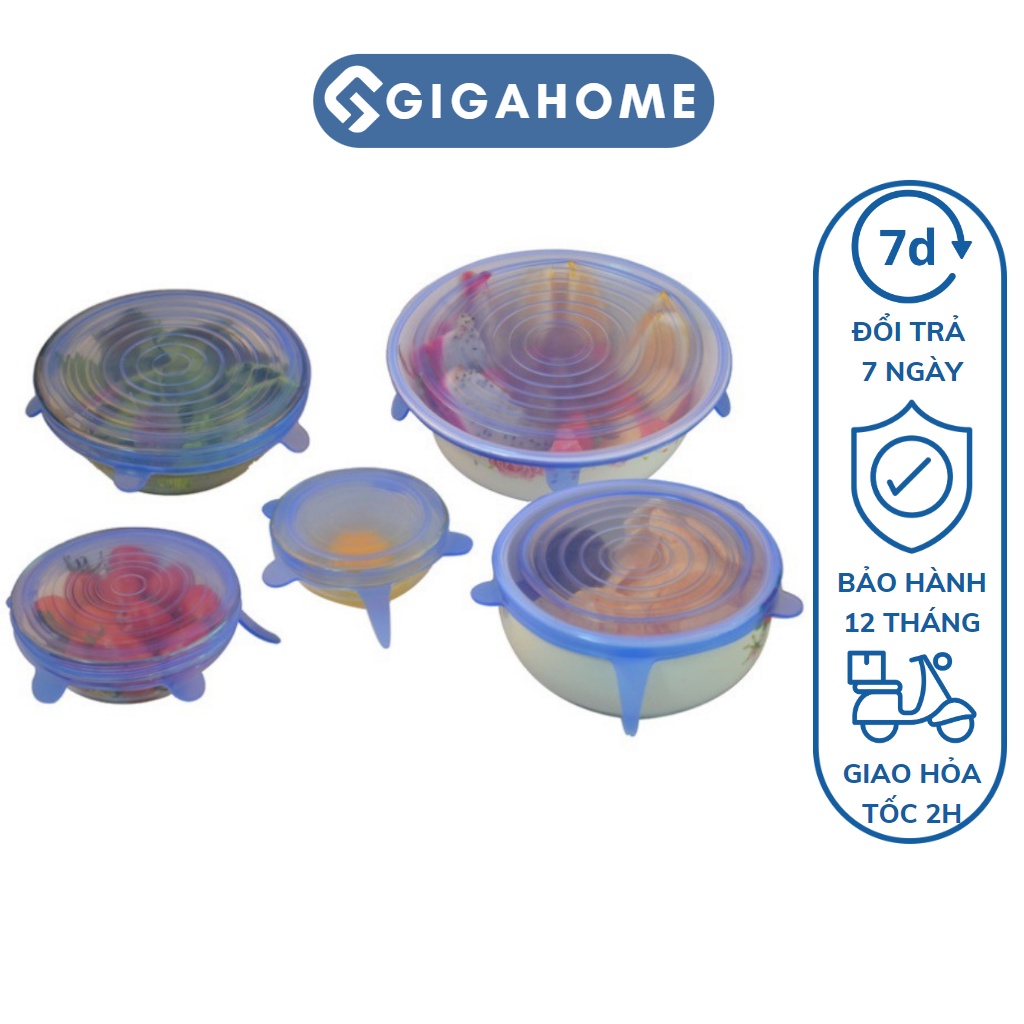 Set 6 Nắp Đậy Silicone Tất Cả Đồ Hộp, Cốc, Bát Chống Mùi Dùng Lò Vi ...