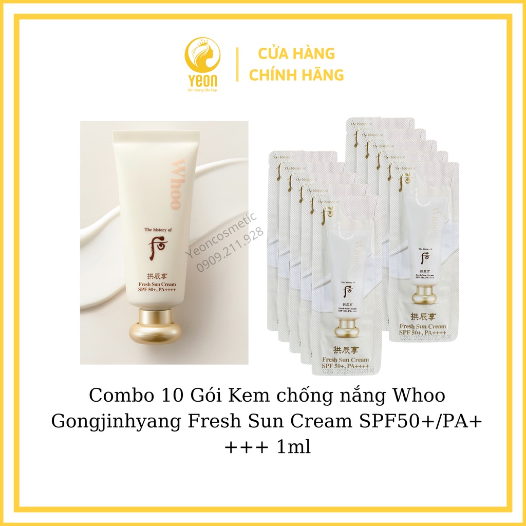 10 gói Kem chống nắng Whoo Gongjinhyang Fresh Sun Cream SPF50+/PA ...