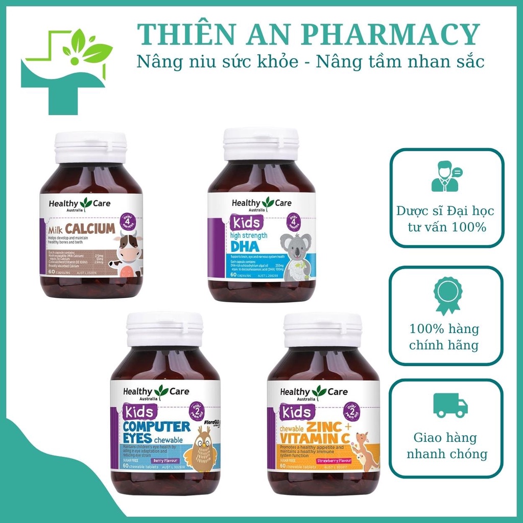 Viên DHA, Canxi milk, Kẽm Healthy Care cho trẻ | Shopee Việt Nam
