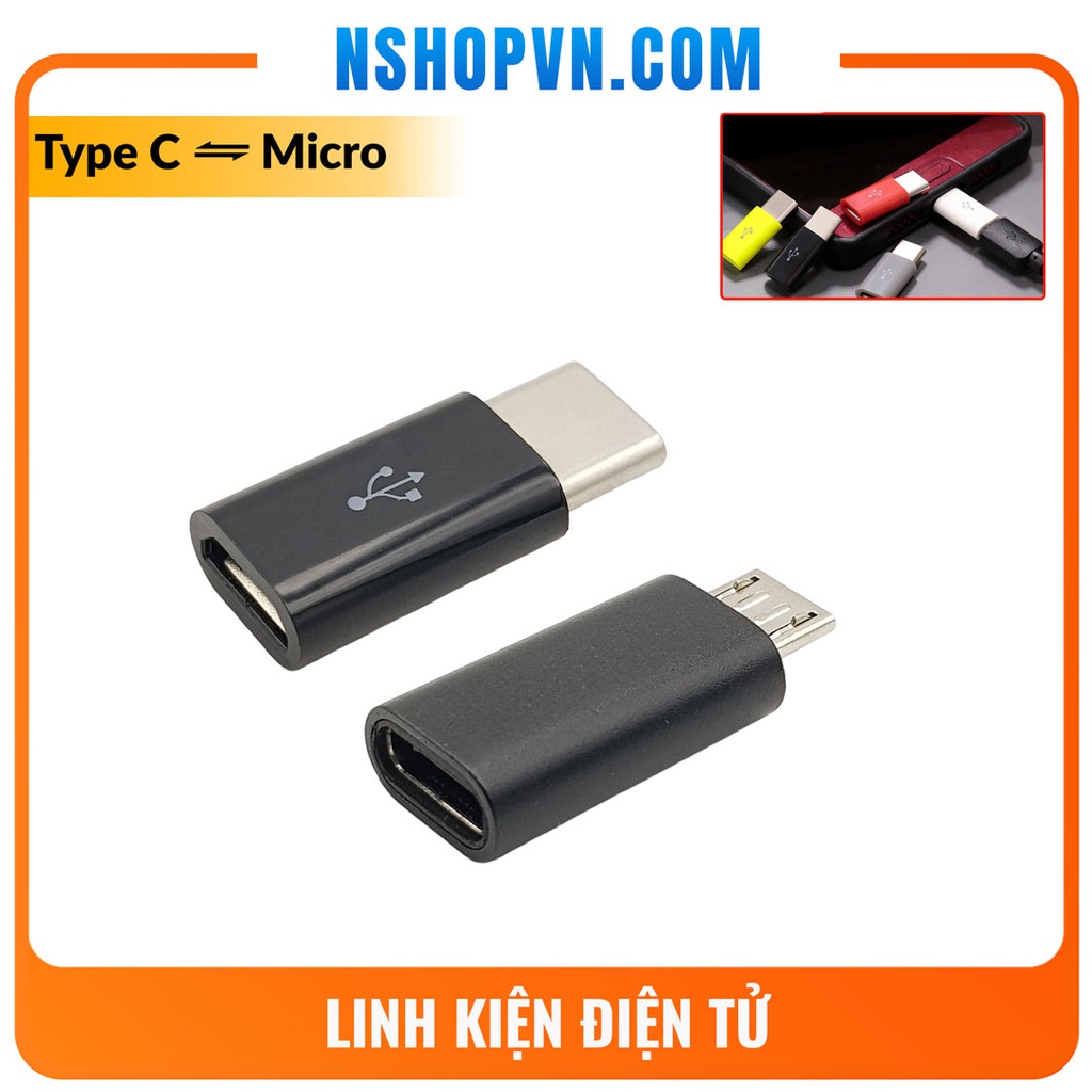 Đầu chuyển đổi cổng sạc type C sang Micro USB | Micro USB sang type C có truyền dữ liệu | Shopee ...