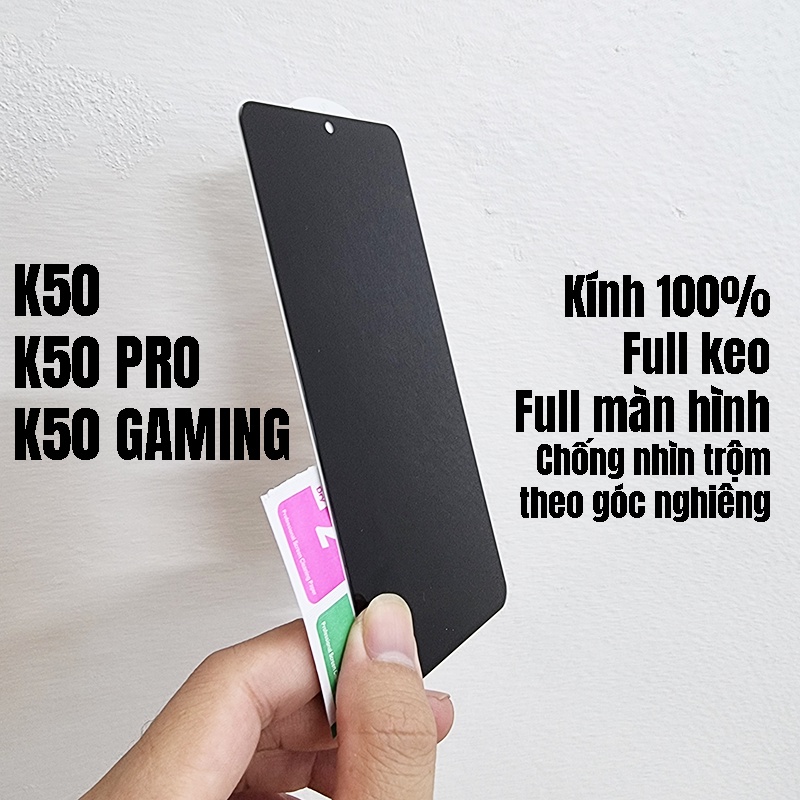 Kính cường lực chống nhìn trộm Xiaomi Redmi K50, K50 Pro, K50 Gaming (tặng giấy lau màn hình ...