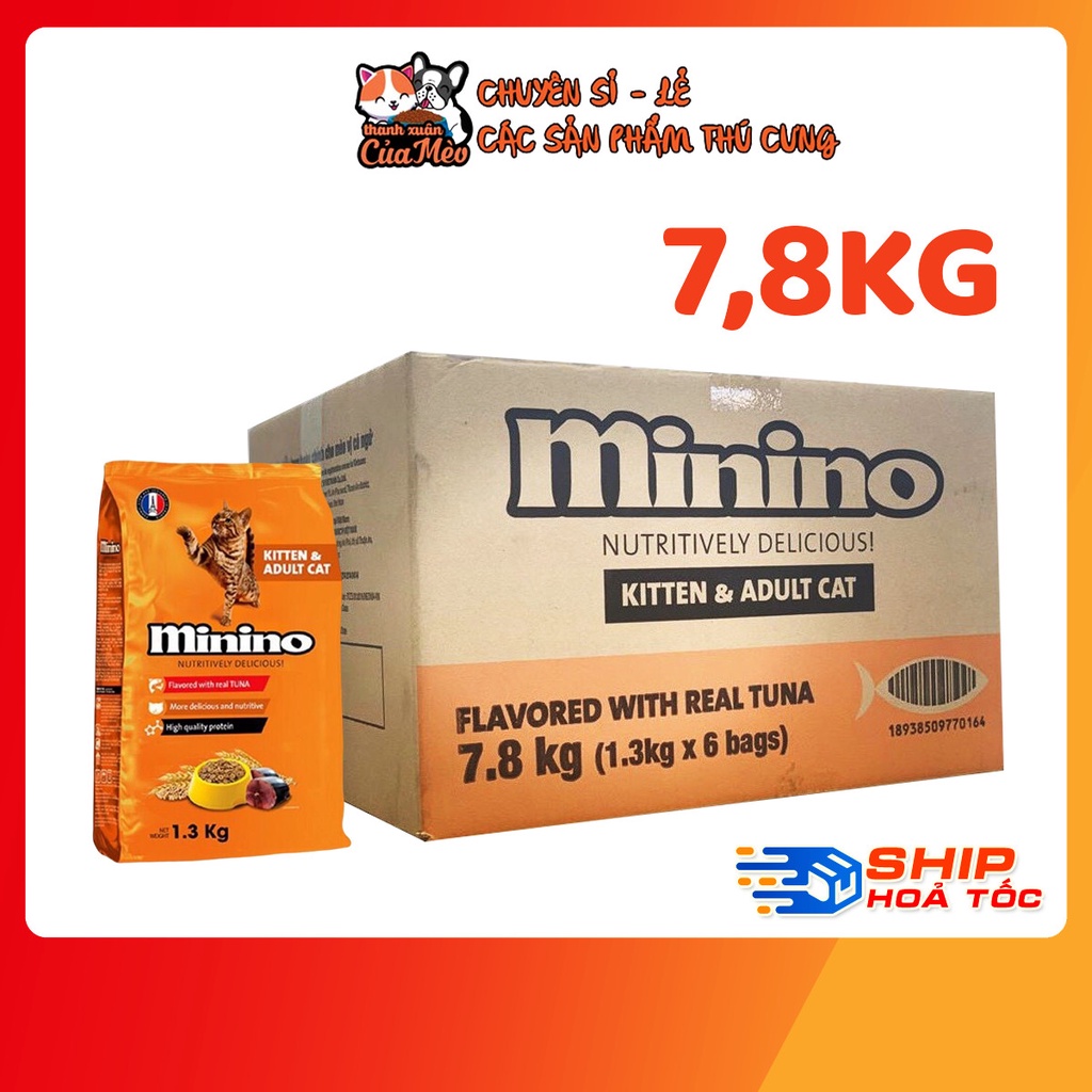 [THÙNG 6 GÓI]Thức Ăn Cao Cấp MININO Dành Cho Mèo Mọi Lứa Tuổi - Vị Cá Ngừ 1,3Kg x 6 Gói | Shopee ...