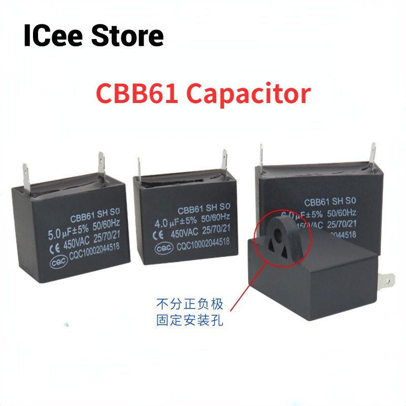 Tụ Điện CBB61 450V 1UF 1.5UF 2UF 3UF 3.5UF 5UF 6UF 8UF 10UF 12UF Chất ...