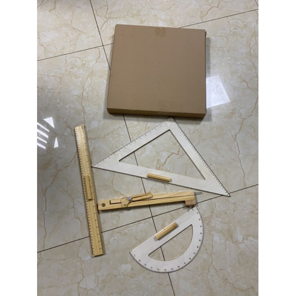 Bộ dụng cụ Bằng gỗ cho Giáo Viên :eke, đo độ, compa,thước .Theo tiêu ...