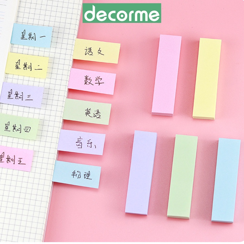 Set 100 tờ giấy ghi chú DecorMe giấy note nhiều màu sắc size 76*76mm có ...