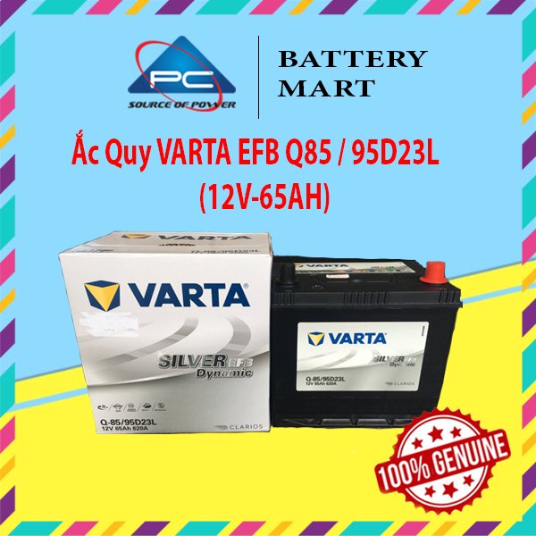 Ắc Quy Varta EFB Q85/95D23L 12V-65Ah, Ắc quy Varta EFB Q-85/115D23L 12V-70Ah màu bạc dùng cho xe ...