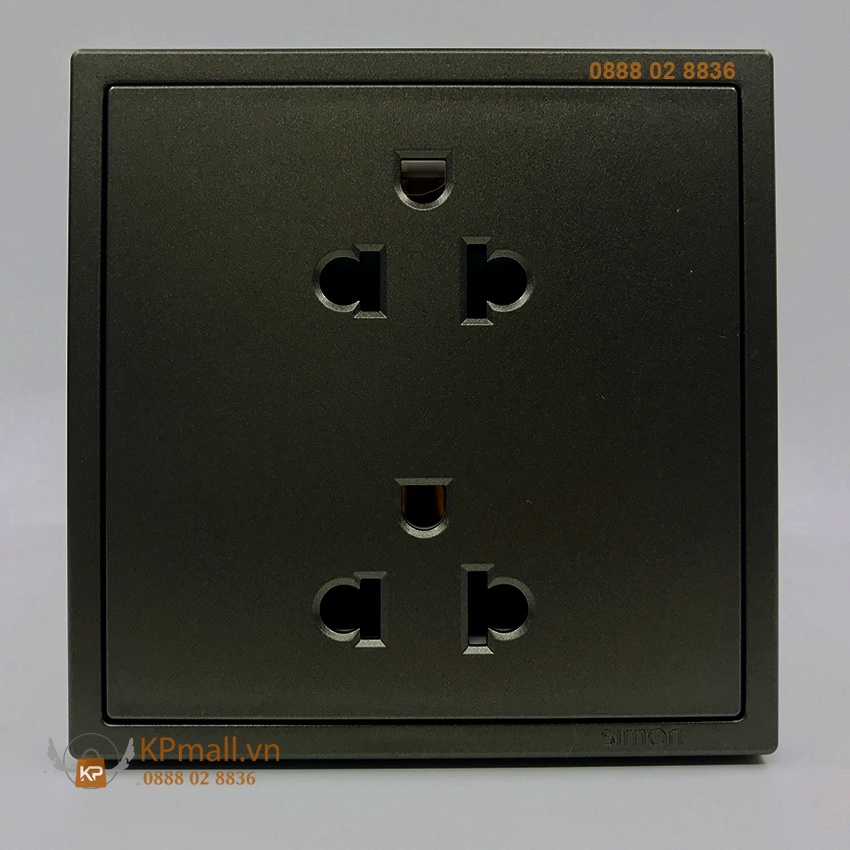 [Chính hãng] Bộ ổ cắm đôi tiêu chuẩn Âu Mỹ 16A chuẩn vuông màu Grey ...