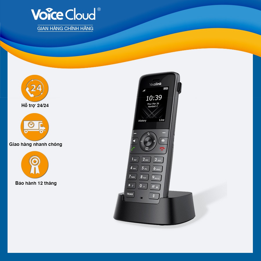 Điện thoại bàn DECT không dây Yealink W73H có chân đế - Tương thích với ...