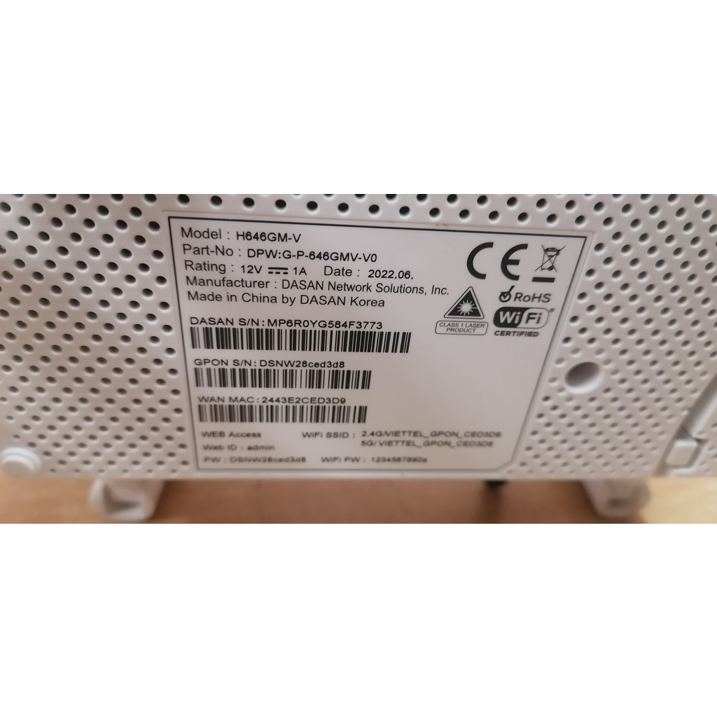 Modem Quang DASAN VNPT H646GM-V, DASAN Viet.tel H646GM-V, Dasan H660EM ...