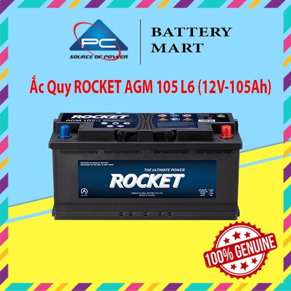Bình Ắc Quy 12V-105Ah, Ắc Quy ROCKET AGM 105 L6 | Shopee Việt Nam
