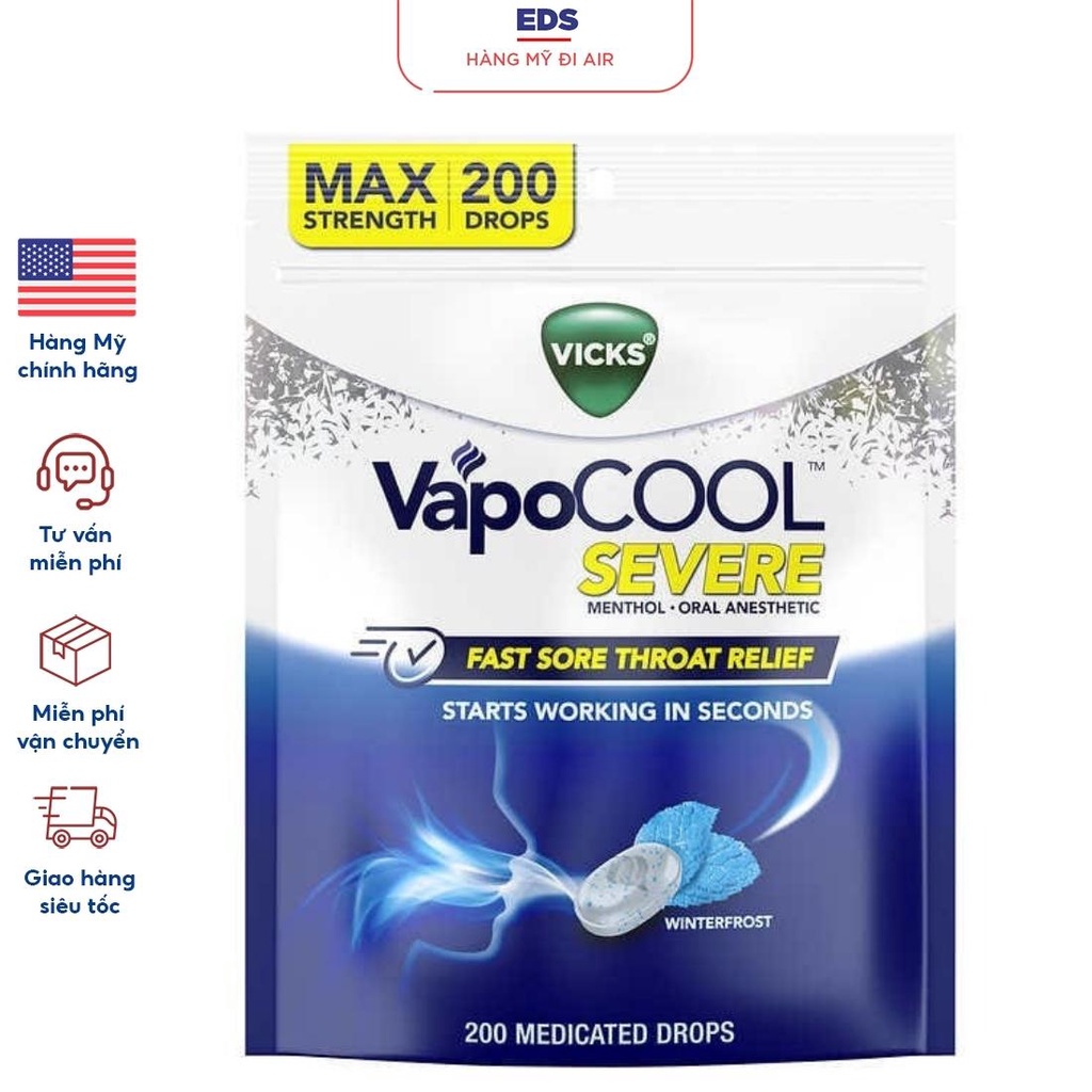Kẹo ngậm date 2027 giảm ho thông mũi Vicks VapoCool Max Strength - EDS ...