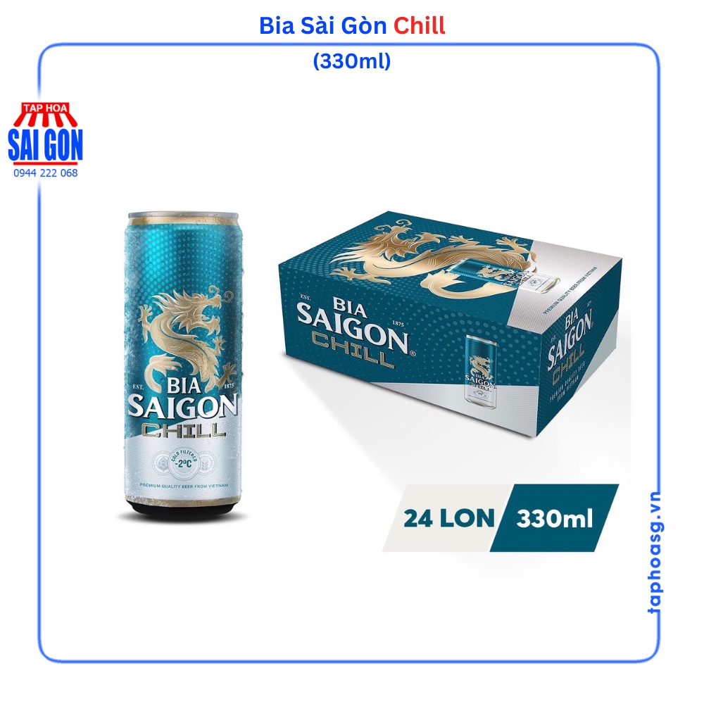 Thùng 24 Lon Bia Sài Gòn Chill 330ml -2 Độ Mát Lạnh Sảng Khoái | Shopee ...