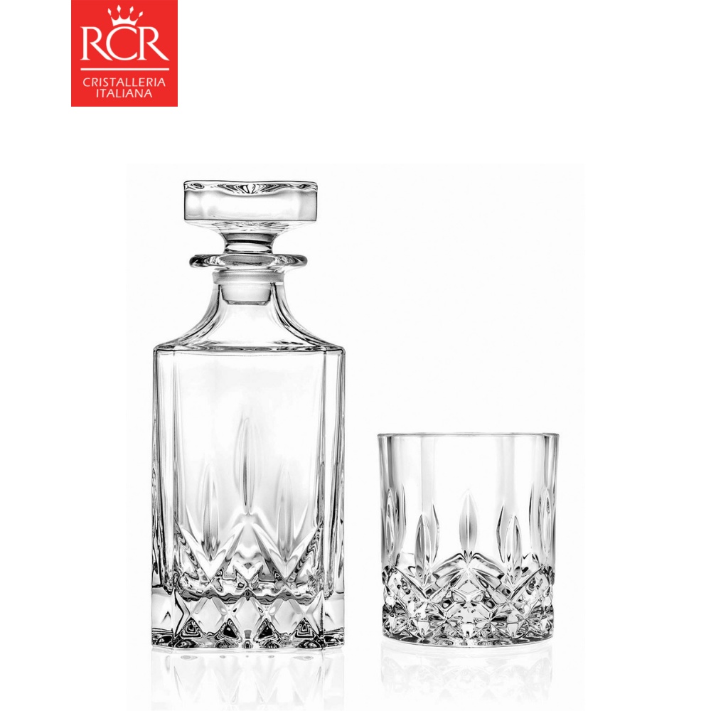 Bộ 01 Bình Rượu 750ml & 06 Ly Dof Uống Rượu Mạnh 300ml Thuỷ Tinh Pha Lê Không Chì Ý RCR Crystal ...