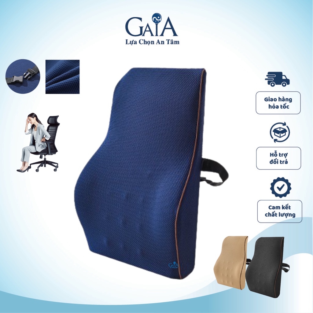 Gối Tựa Lưng Công Thái Học Văn Phòng Bằng Cao Su Non Có đai Cài Dùng Cho Ghế Lưng Cao Ghế Boss