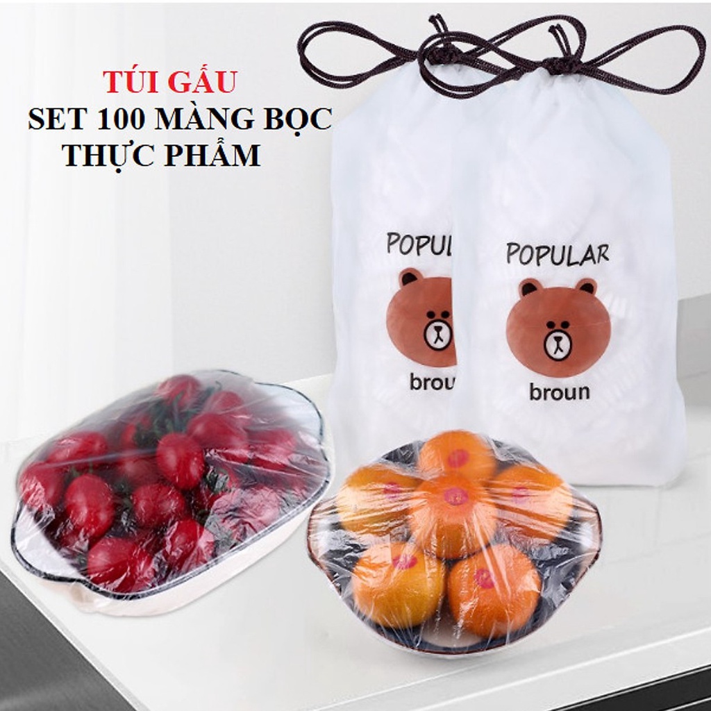 Màng Bọc Thực Phẩm Co Giãn PE Set 100 Túi Bọc Thực Phẩm Có Chun Bọc Đồ Ăn Sạch Sẽ Tái Sử Dụng ...