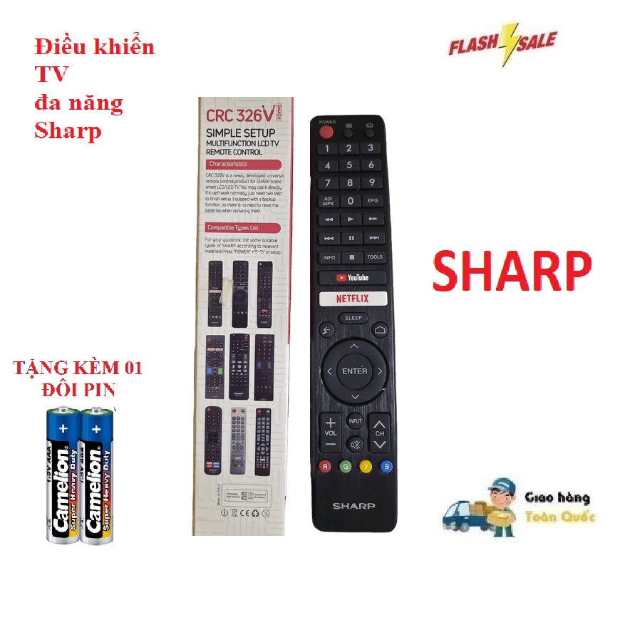 Remote Điều khiển TV Sharp đa năng tất cả các dòng tivi Sharp LCD/LED/Smart TV- Hàng tốt Tặng ...