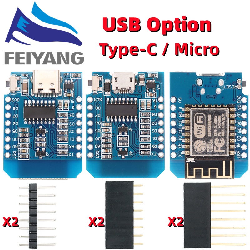 Bảng mạch phát triển wifi mini 3 chấu ESP8266 ESP-12 ESP-12F CH340G ...
