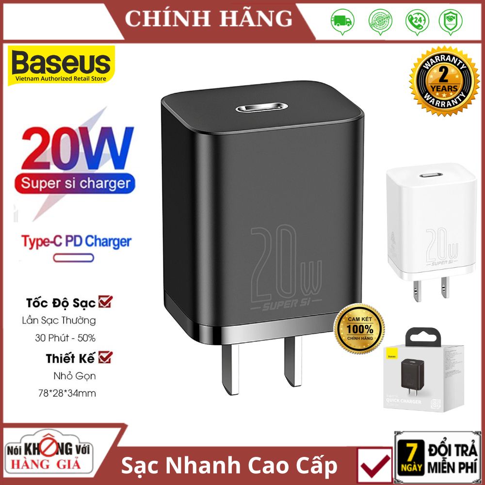 Củ sạc nhanh 20W Type C Baseus Super Si CCSUP-A01 / A02 dành cho iphone , samsung , xiaomi ...