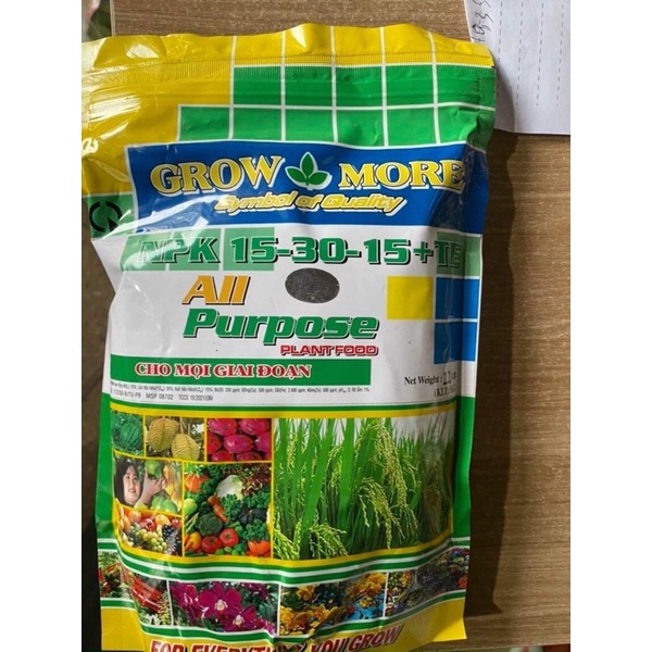 Gói 1kg Phân bón lá Grow More NPK 15-30-15 +TE _ Phân đa trung vi lượng phục hồi cây trồng, kích ...
