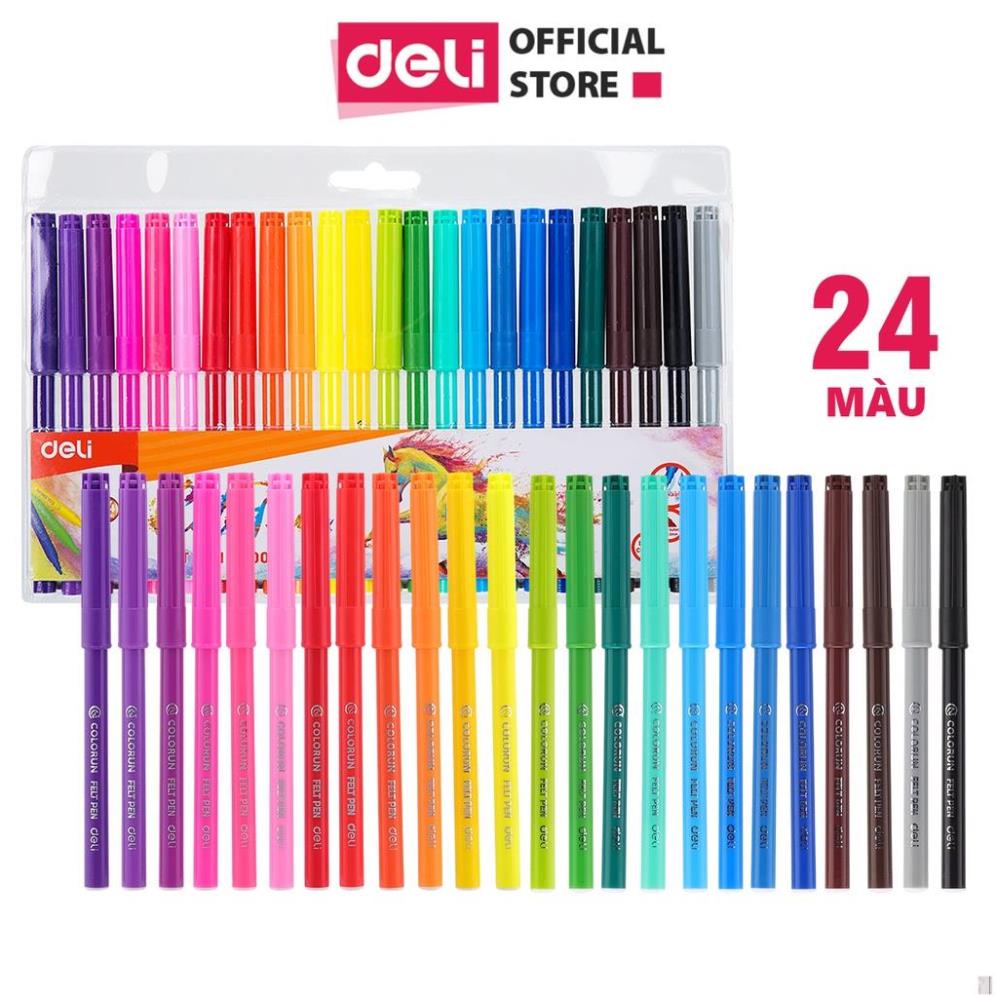 Bút màu lông 1.0mm Deli, 12 màu/18 màu/24 màu/hộp fiber pen EC10003 ...
