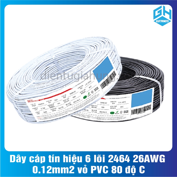 [Dây điện] 1 mét Dây cáp tín hiệu 6 lõi 2464 26AWG 0.12mm2 vỏ PVC 80 độ ...