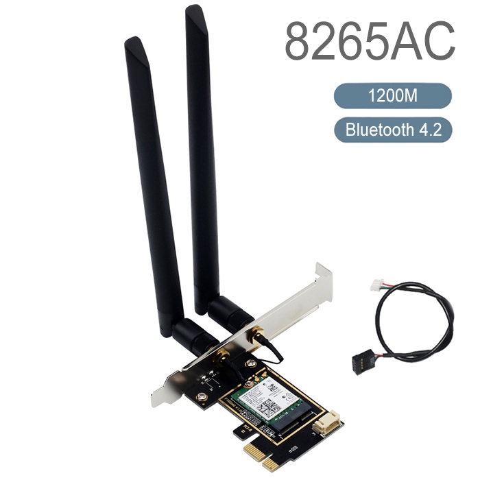 Intel 8265AC, M.2 to PCIE card, bộ thu sóng wifi 2.4G và 5G, tốc độ ...