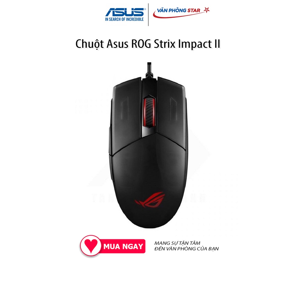 Chuột Asus ROG Strix Impact II độ phân giải 6,200 DPI, thiết kế đối ...