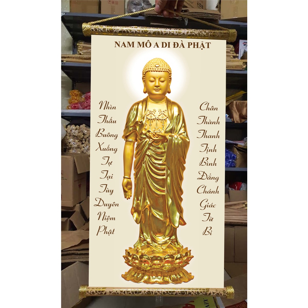 Ảnh Phật A Di Đà (Treo sáo gỗ) KT40 x 80cm | Shopee Việt Nam