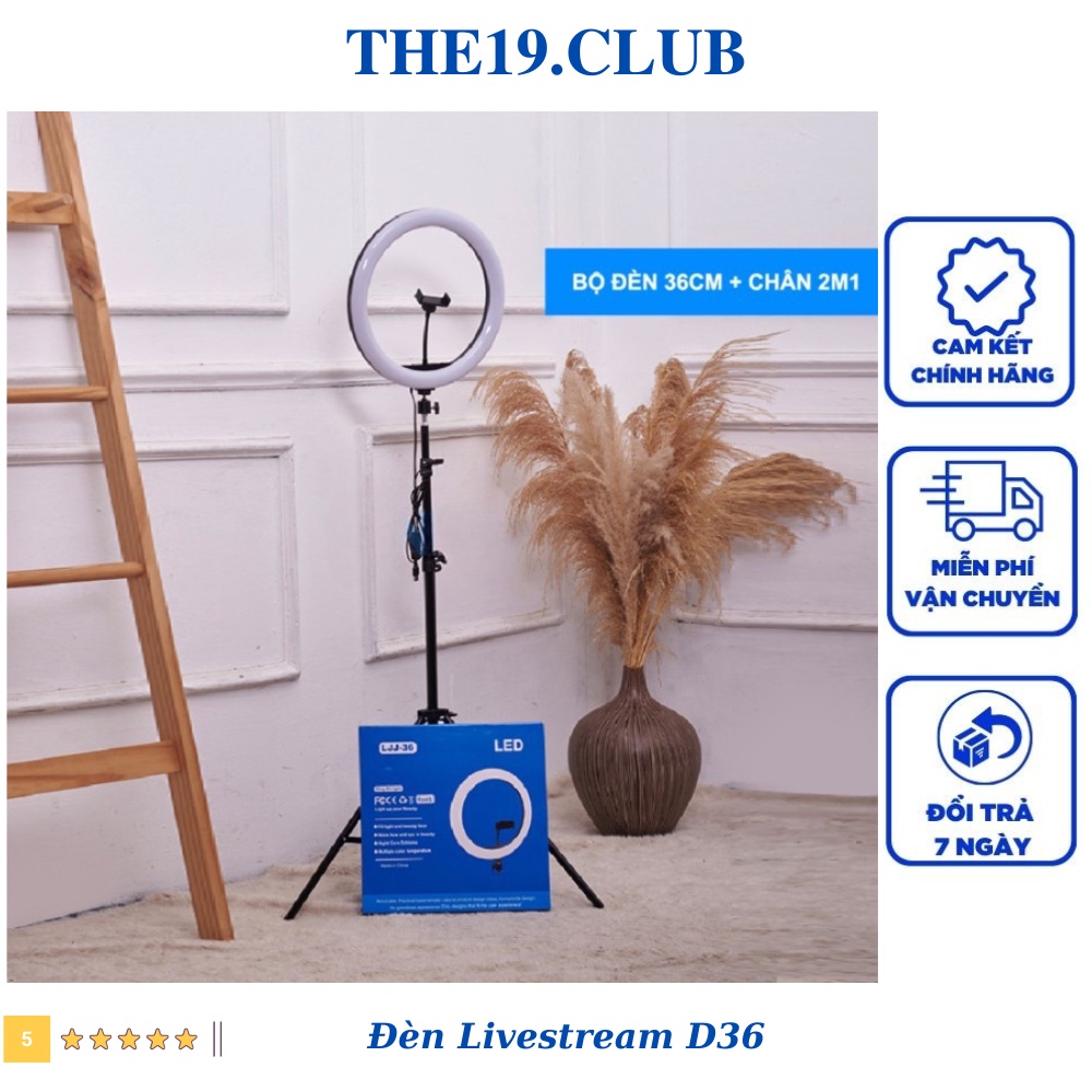 Đèn live stream LJJ-36 1 kẹp điện thoại trợ sáng bán hàng,dạy online,makeup đường kính 36cm kèm ...