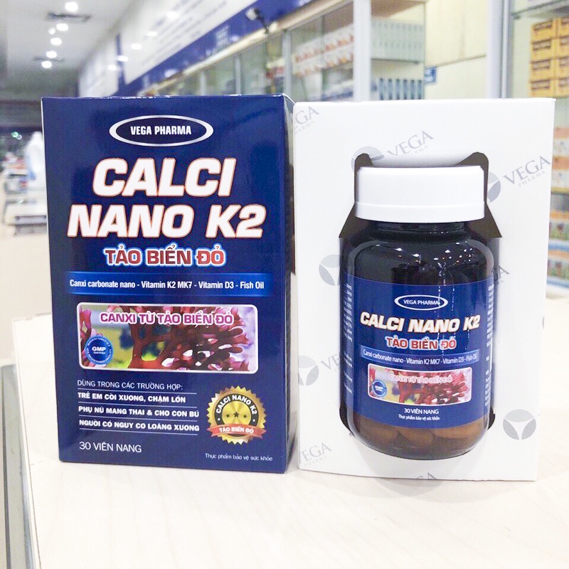 Calci Nano K2 Tảo Biển Đỏ - Viên uống bố sung canxi, vitamin D3 | Shopee Việt Nam