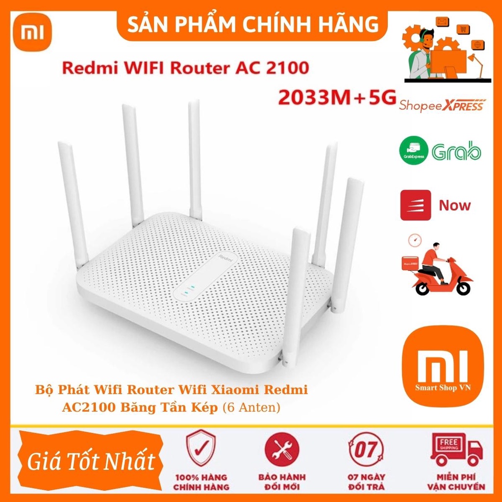 Bộ Phát Wifi Router Wifi Xiaomi Redmi AC2100 Băng Tần Kép (6 Anten ...