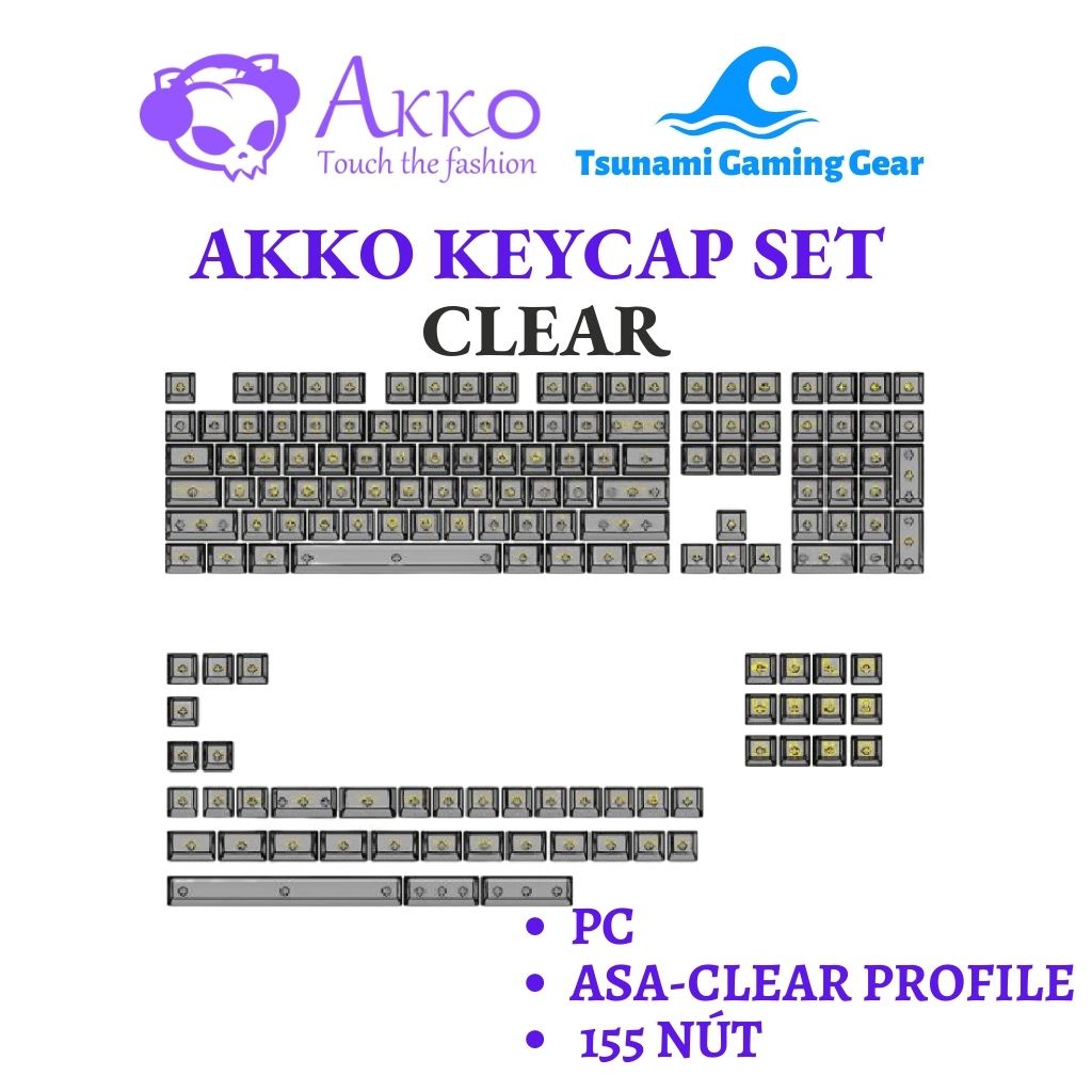 Bộ keycap trong suốt xuyên led AKKO Keycap set – Clear (PC/ ASA-Clear ...