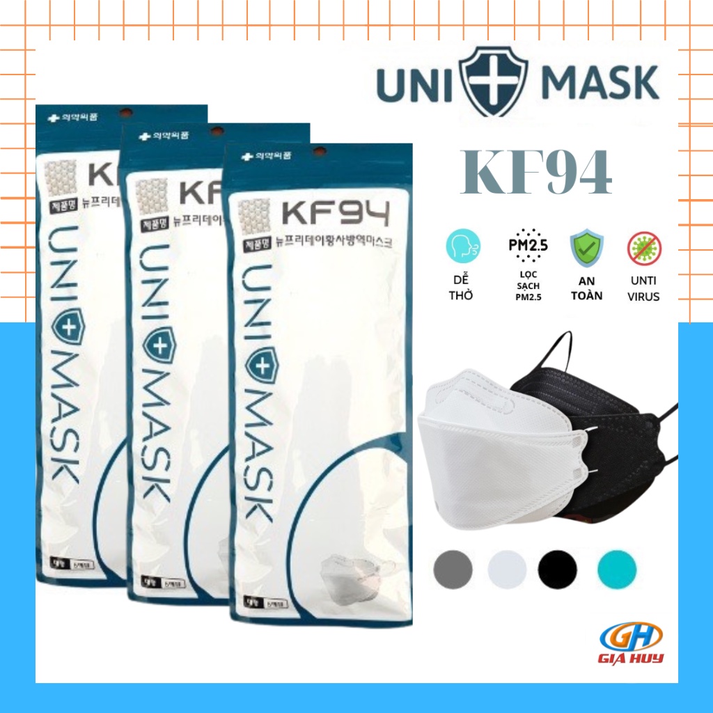 Khẩu trang KF94 Uni Mask 4 lớp kháng khuẩn, kiểu dáng 4D Hàn Quốc hàng ...